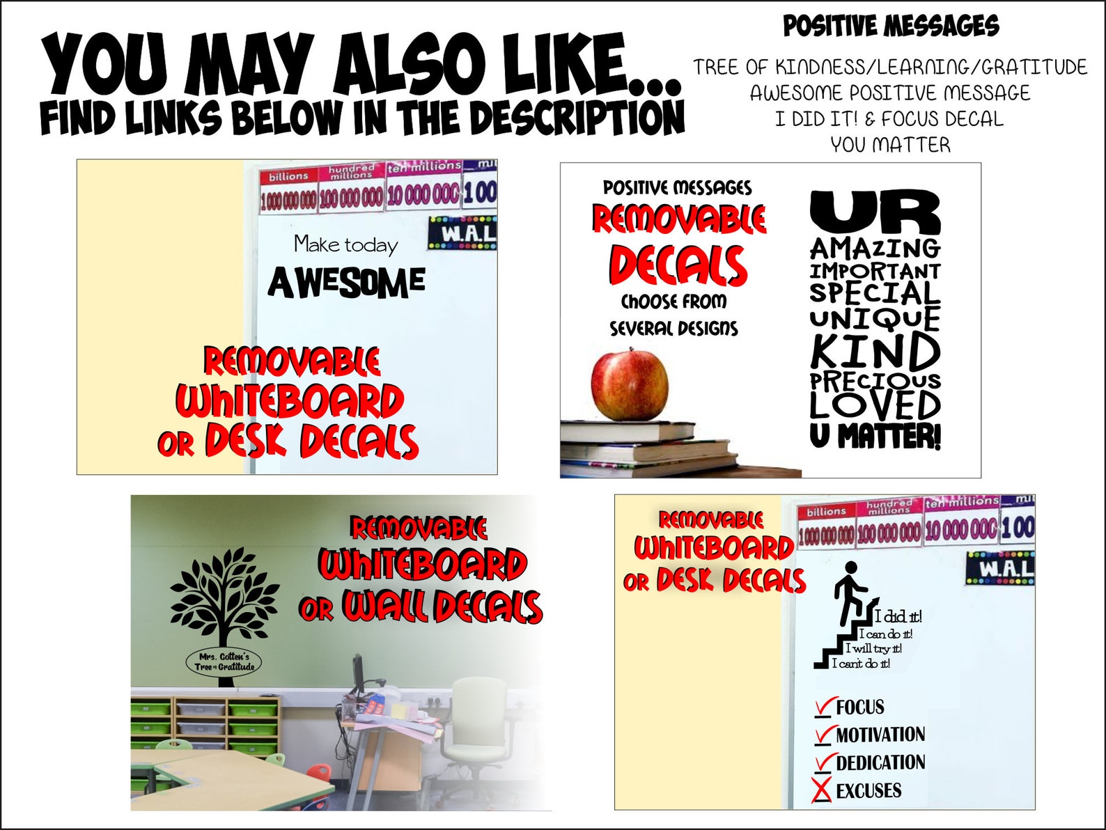 Numbered Desk Decals Removable for Classroom - Etsy