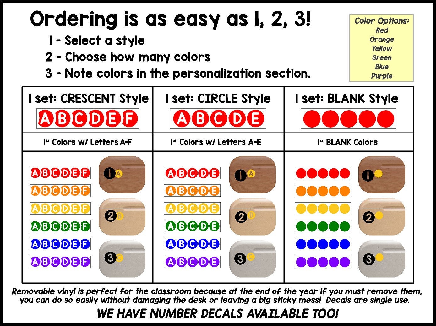 Colored Small Group Decals Removable for Classroom - Etsy