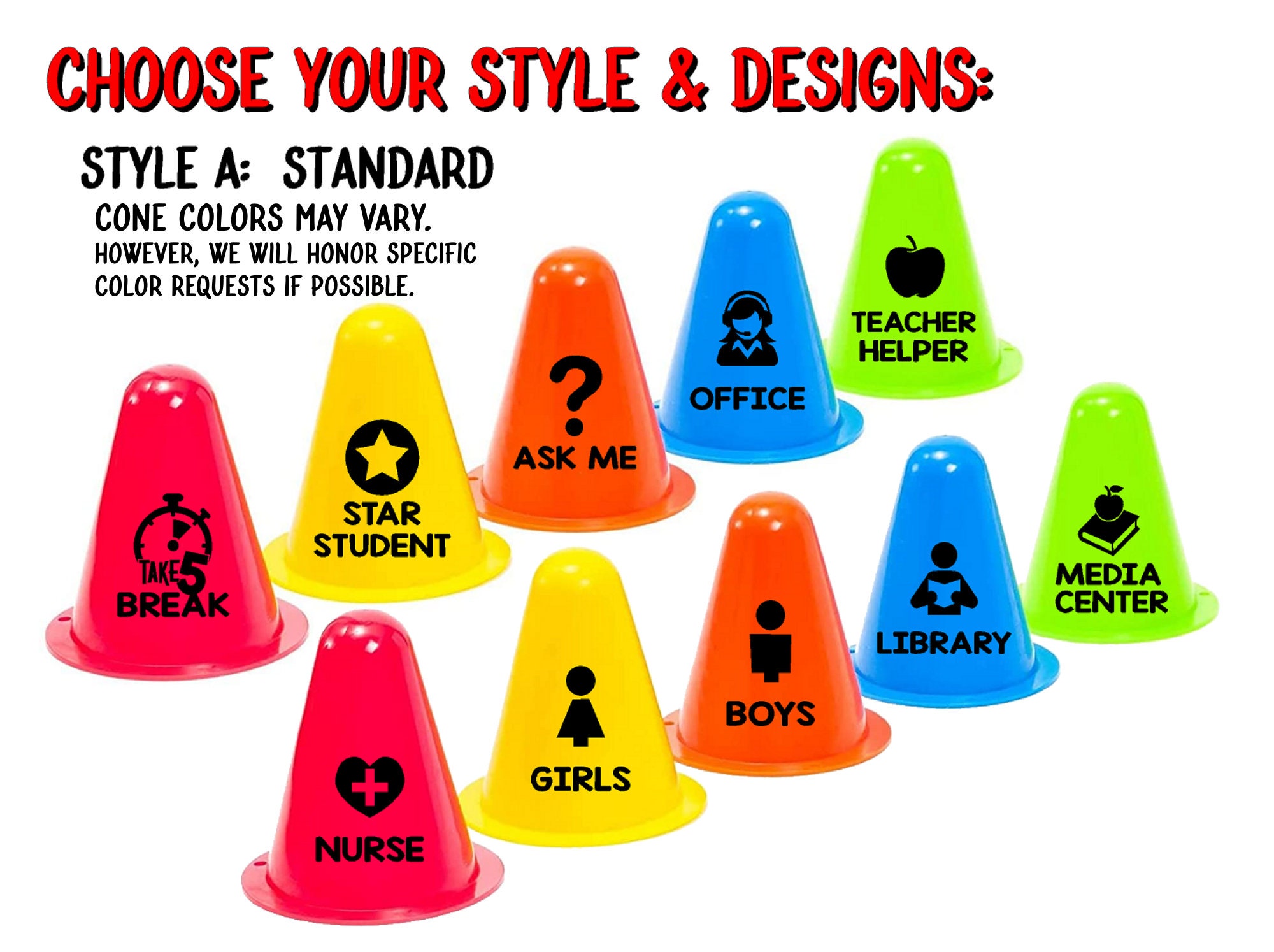 Take 5 Break Desk Cones Restroom Pass Classroom Management - Etsy