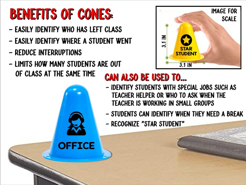 Take 5 Break Desk Cones, Restroom Pass, Classroom Management, Teacher ...
