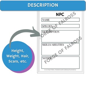RPG NPC Worksheet in US Letter and A4 Sizes Digital Download | Etsy