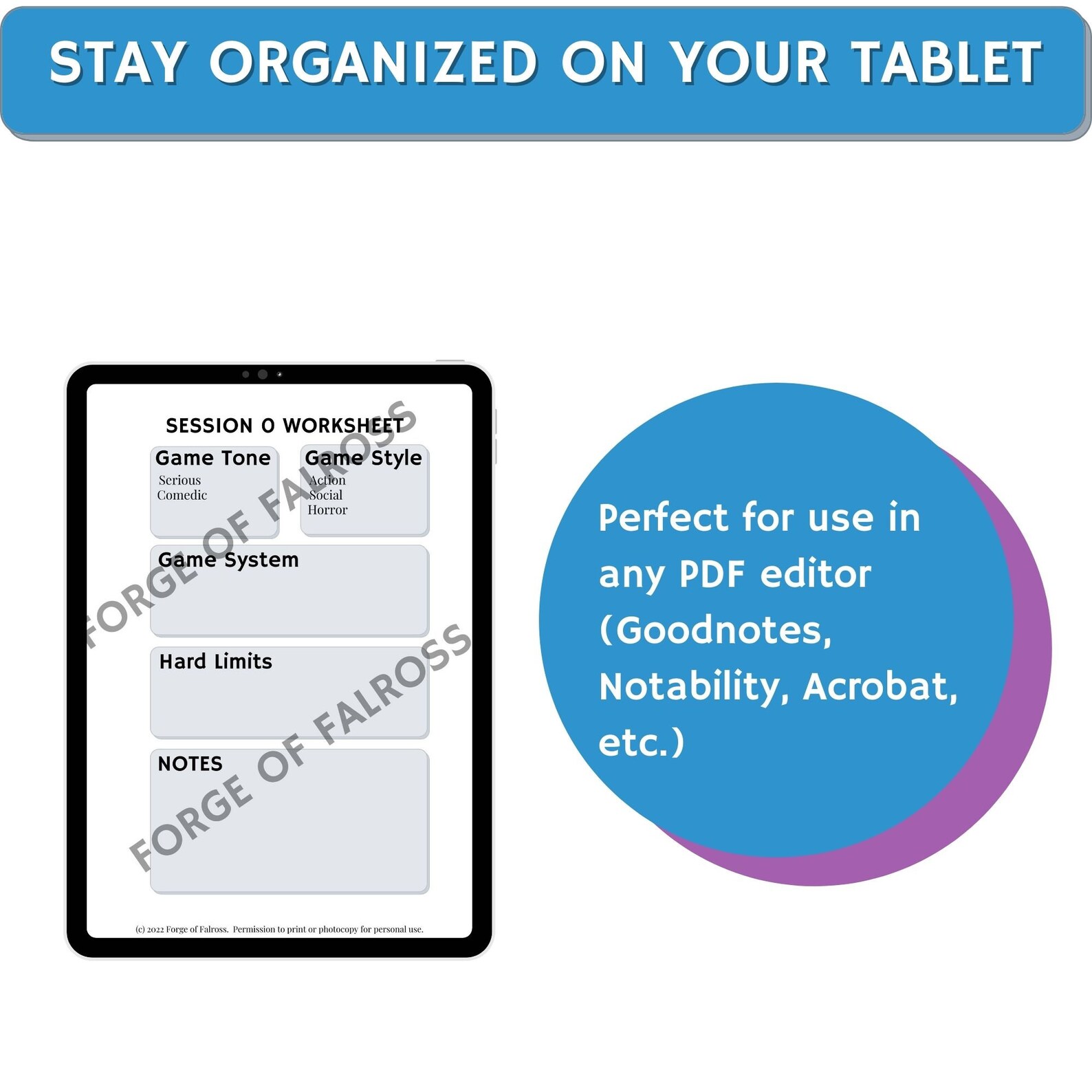 RPG Session 0 Worksheet in US Letter and A4 Sizes Digital Download - Etsy