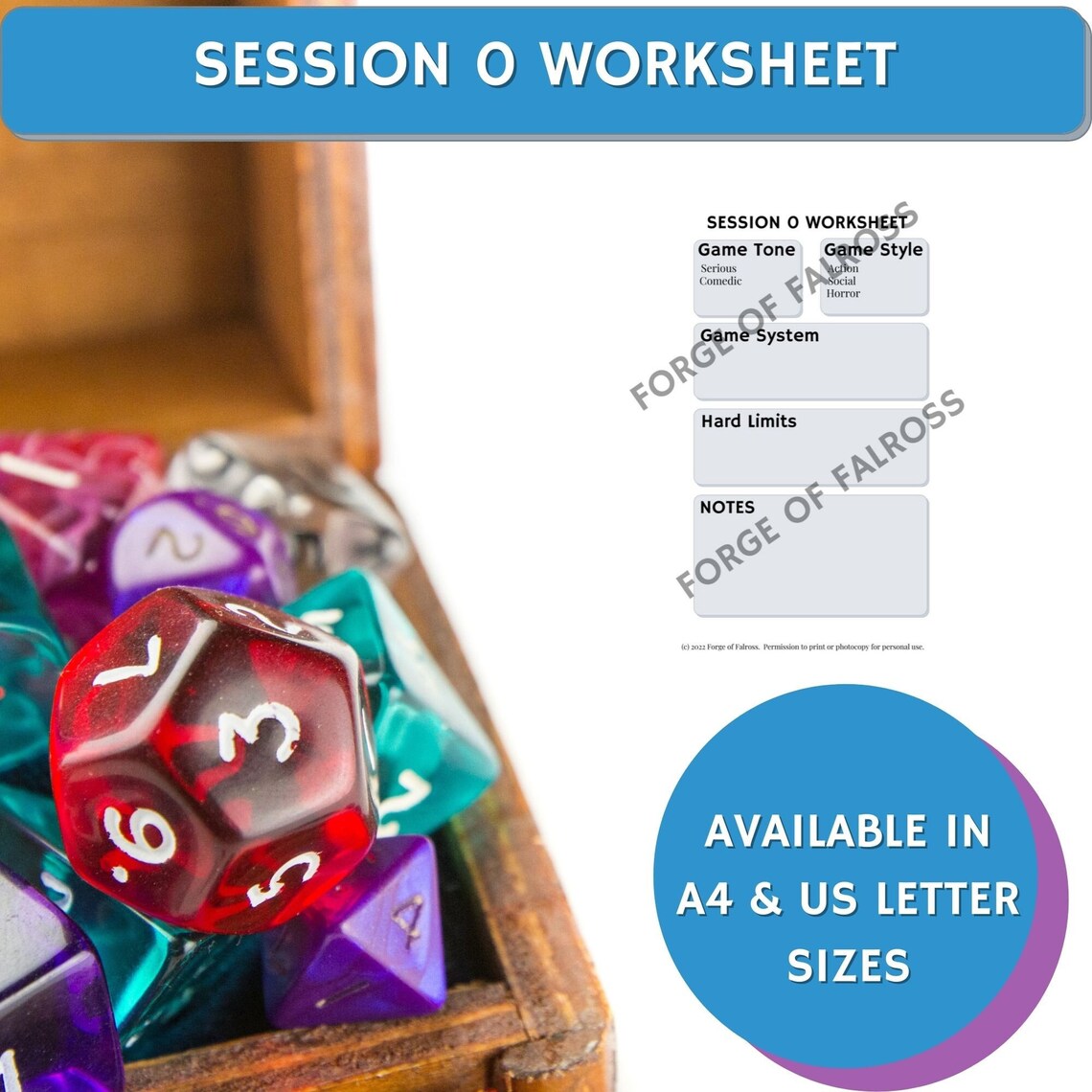 RPG Session 0 Worksheet in US Letter and A4 Sizes Digital Download - Etsy