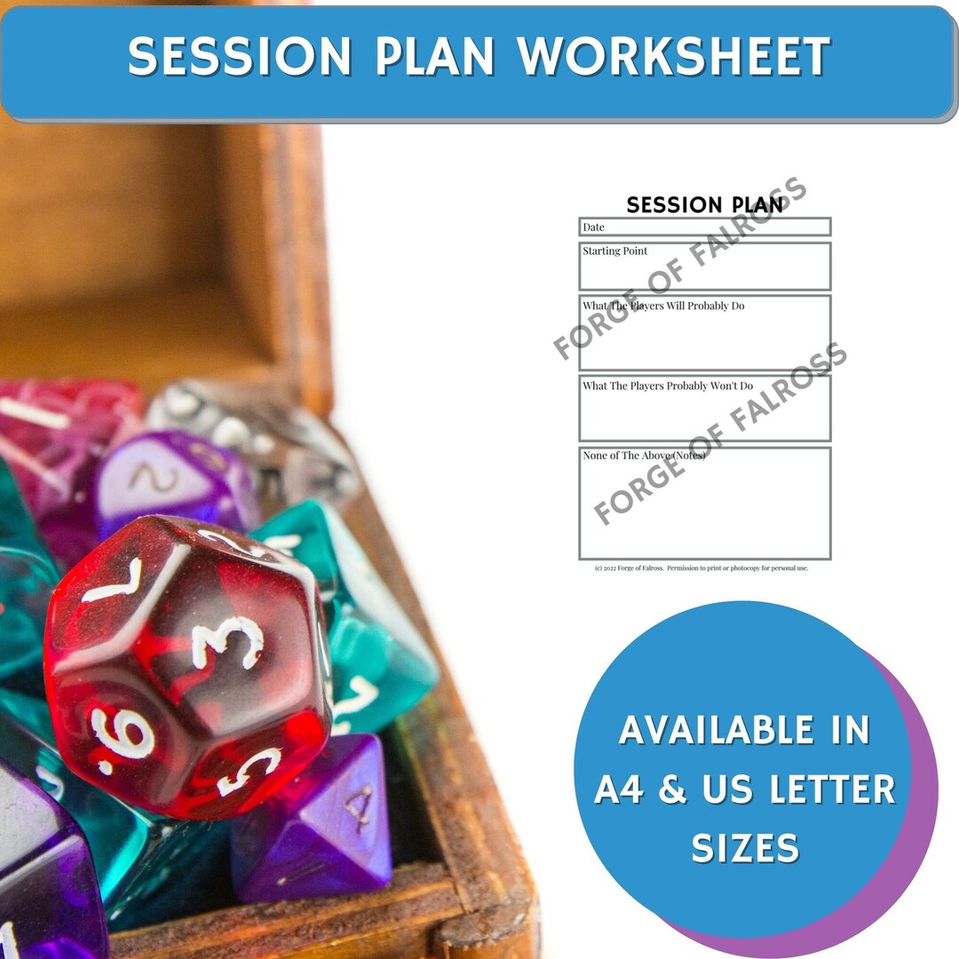 RPG Session Planning Worksheet in US Letter and A4 Sizes - Etsy