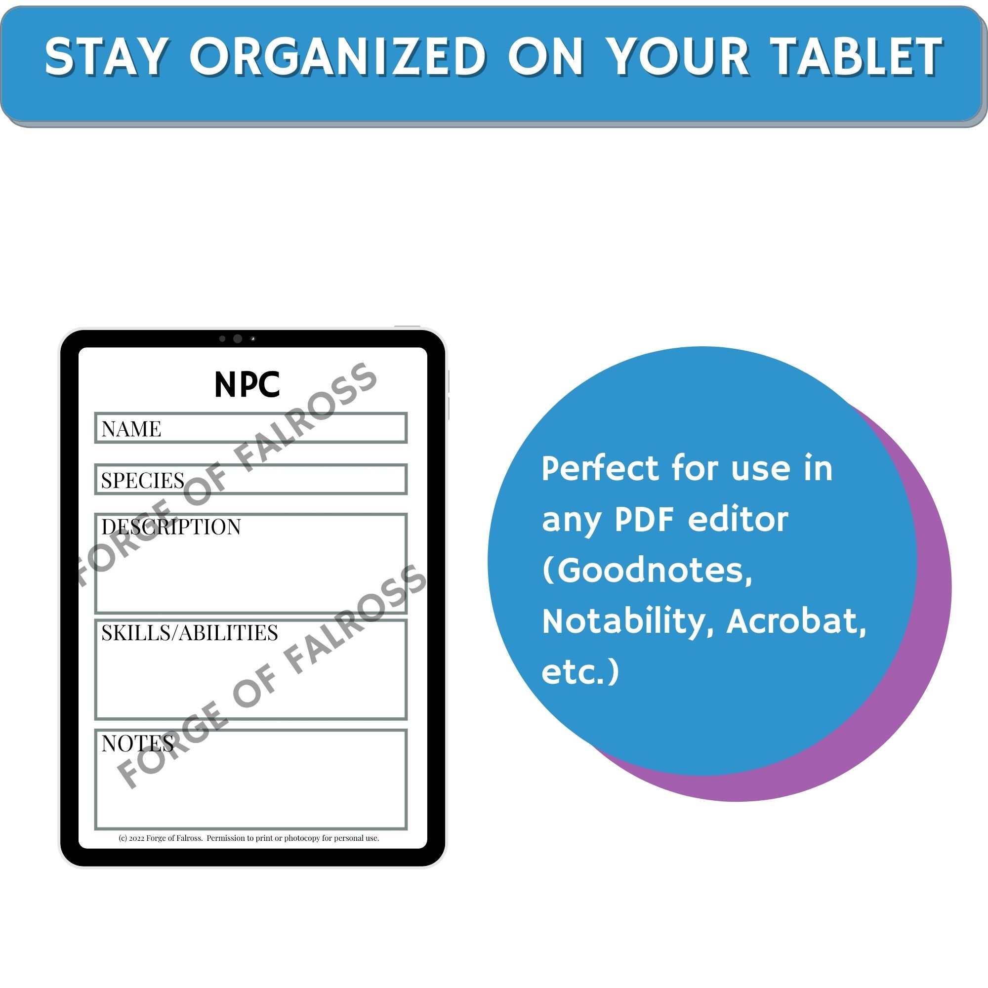 RPG NPC Worksheet in US Letter and A4 Sizes Digital Download - Etsy