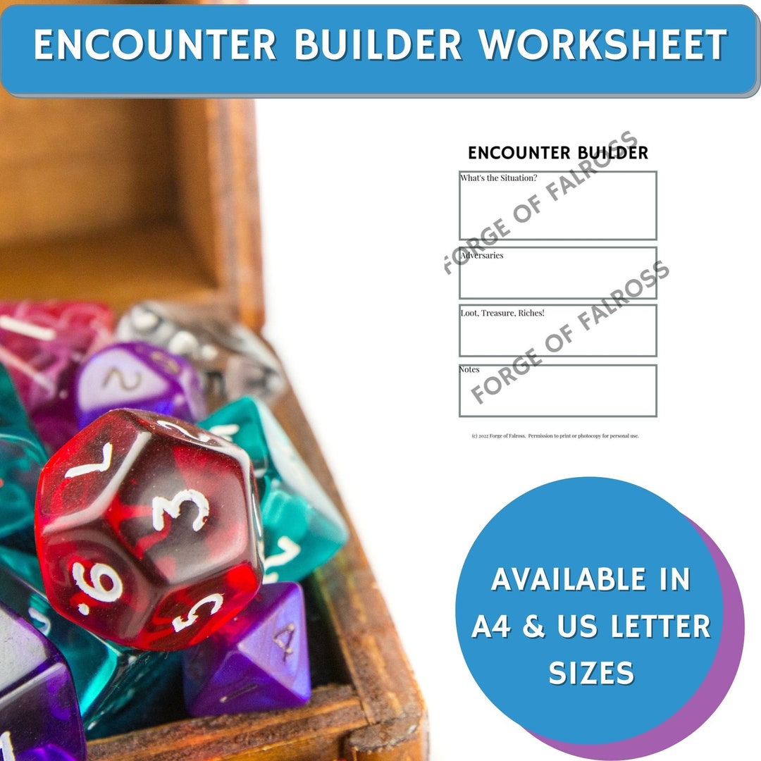 RPG Encounter Builder Worksheet in US Letter and A4 (Download Now) - Etsy