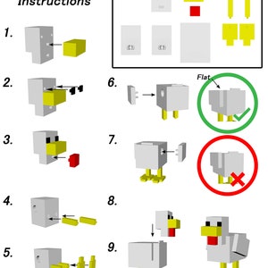 Minecraft Chicken Figure || Snap-together Pieces || - Etsy
