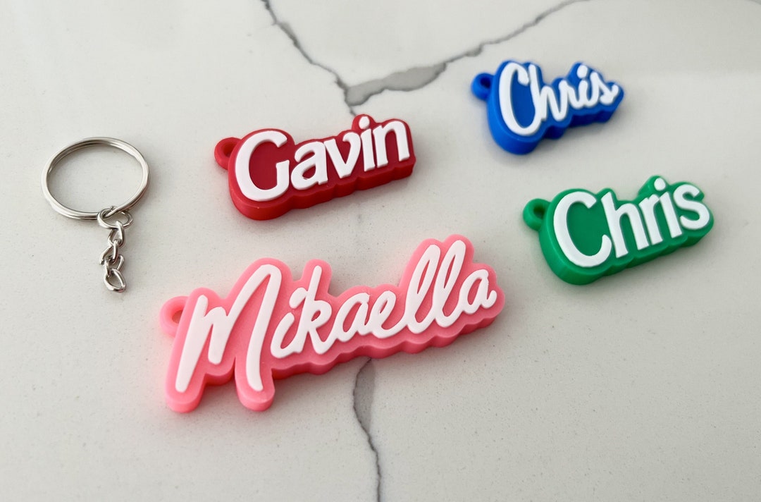 Custom Dual Color Keychain - Font Options | Cursive & Standard | - Etsy