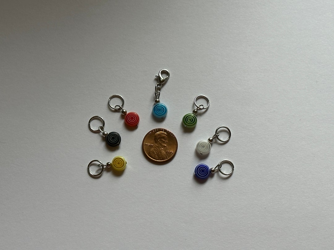 Rainbow Swirl Beaded Stitch Markers and Progress Keeper - Etsy