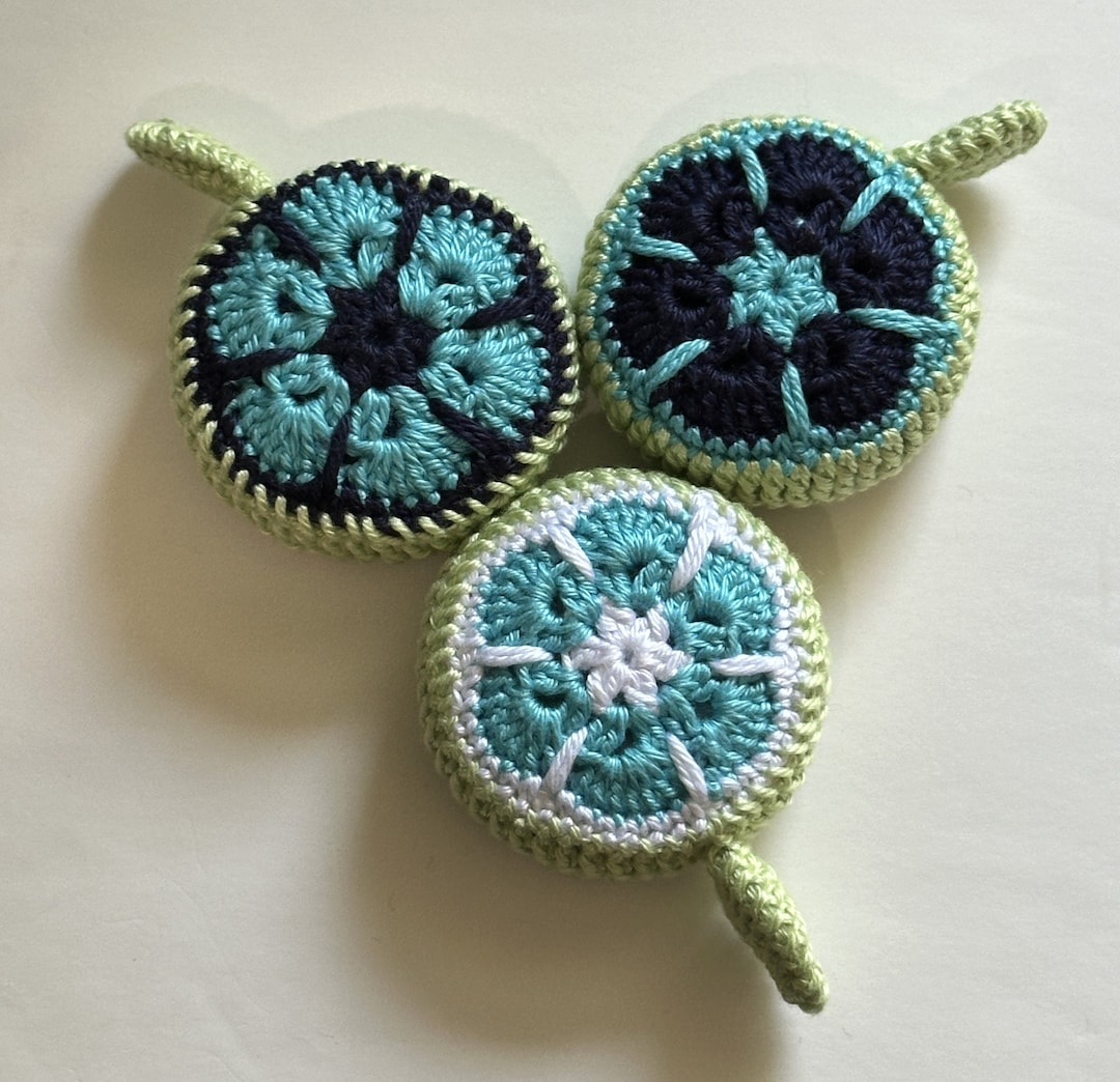 Crocheted Flower Tape Measure (light/dark Blues) - Etsy