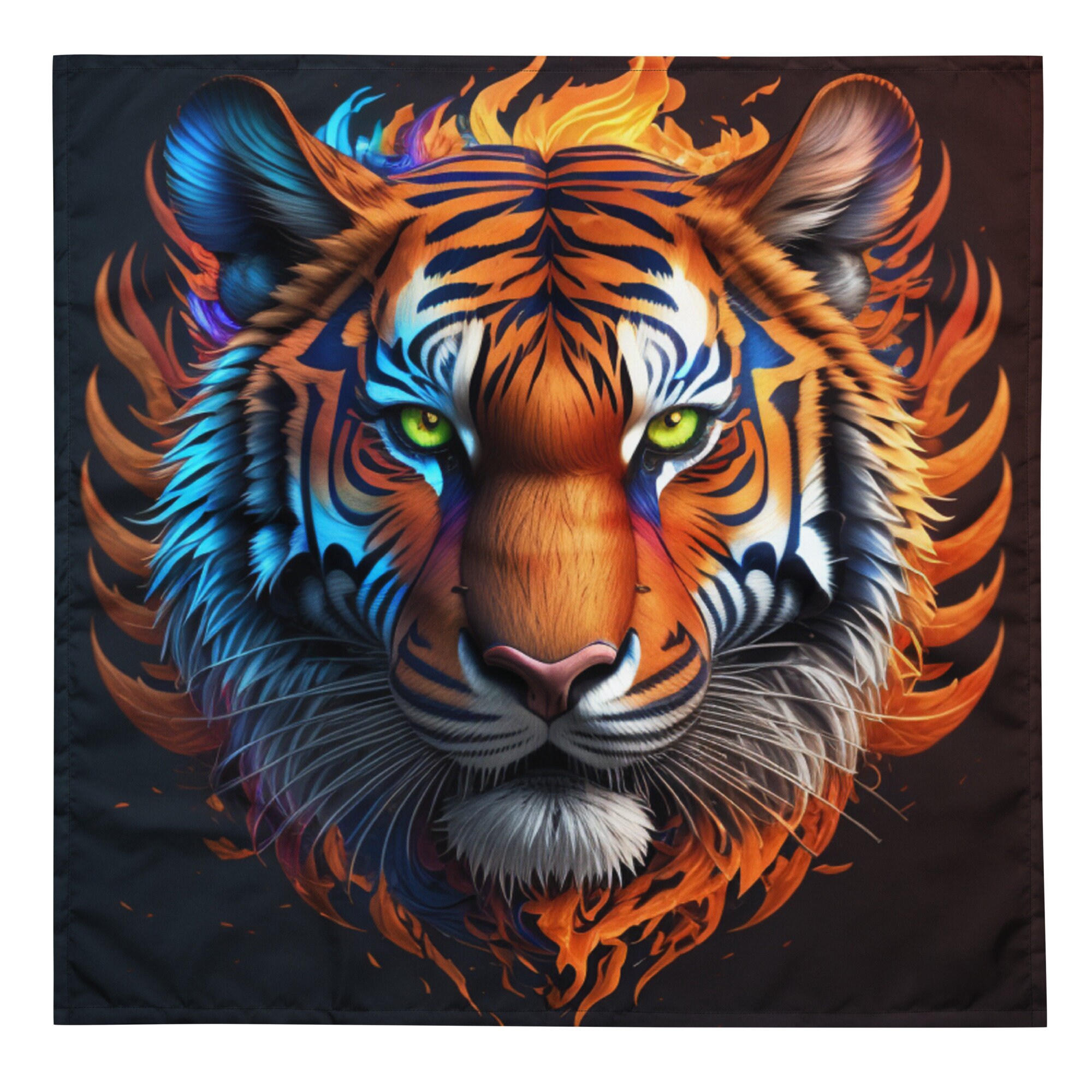 All-over Print Bandana -blue and Orange Tiger - Etsy