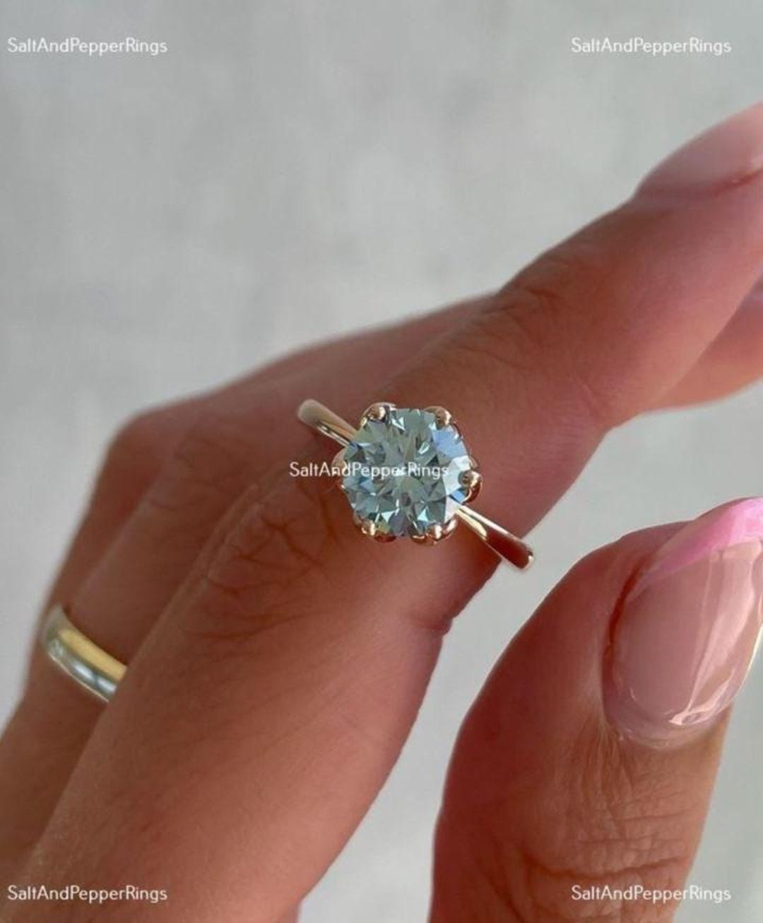 Cyan Blue Moissanite Ring 1.50 Ct Round Cut Moissanite Ring Solitaire ...
