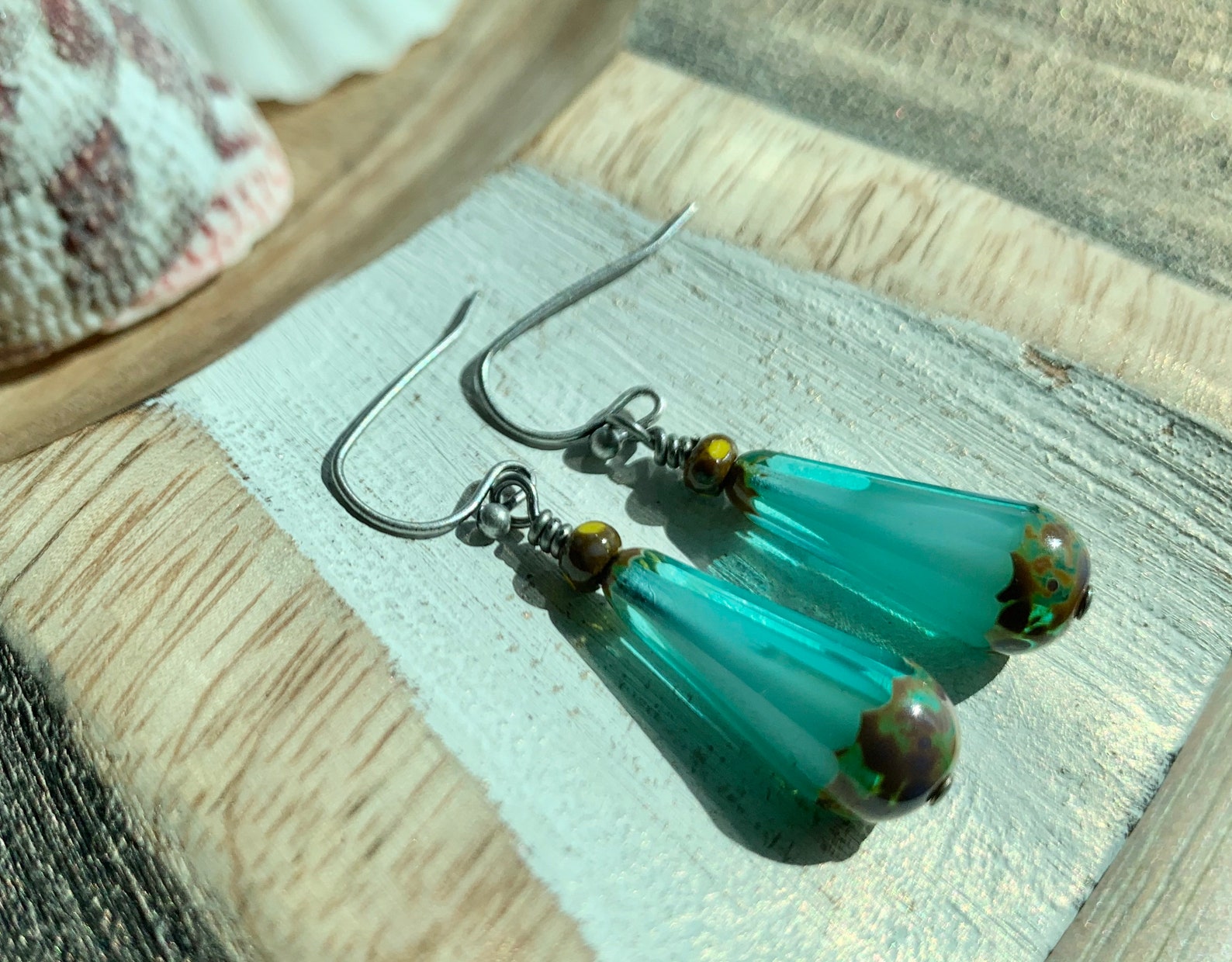 Mystical mermaid blue teardrop earrings unique handmade | Etsy