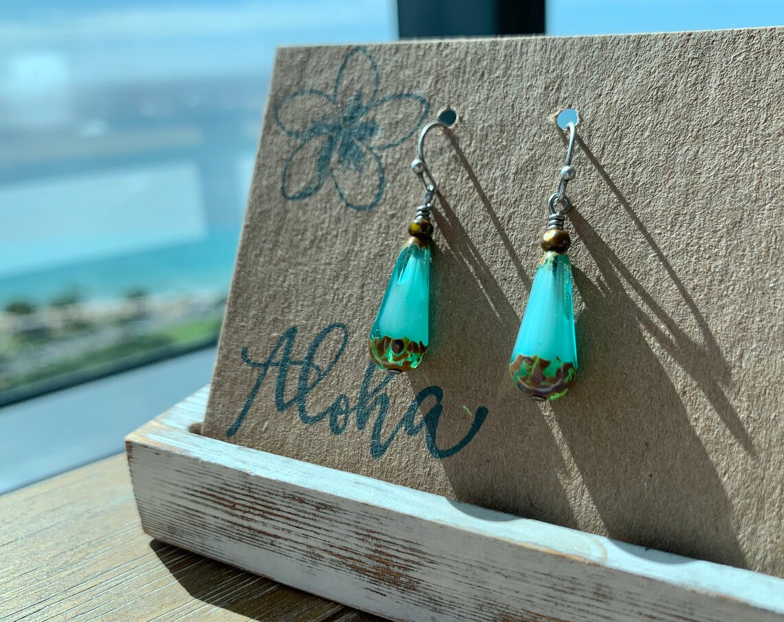 Mystical mermaid blue teardrop earrings unique handmade | Etsy