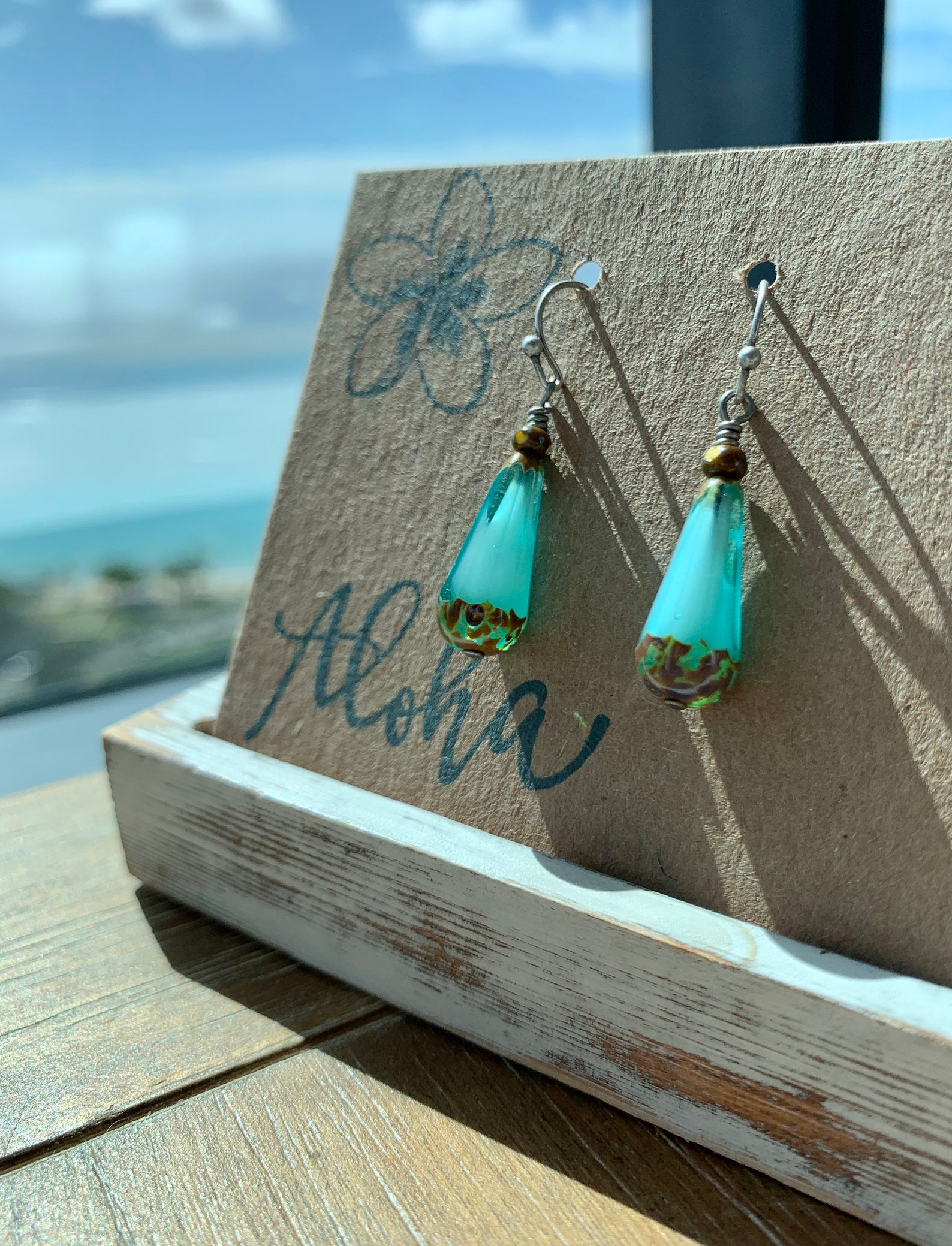 Mystical mermaid blue teardrop earrings unique handmade | Etsy