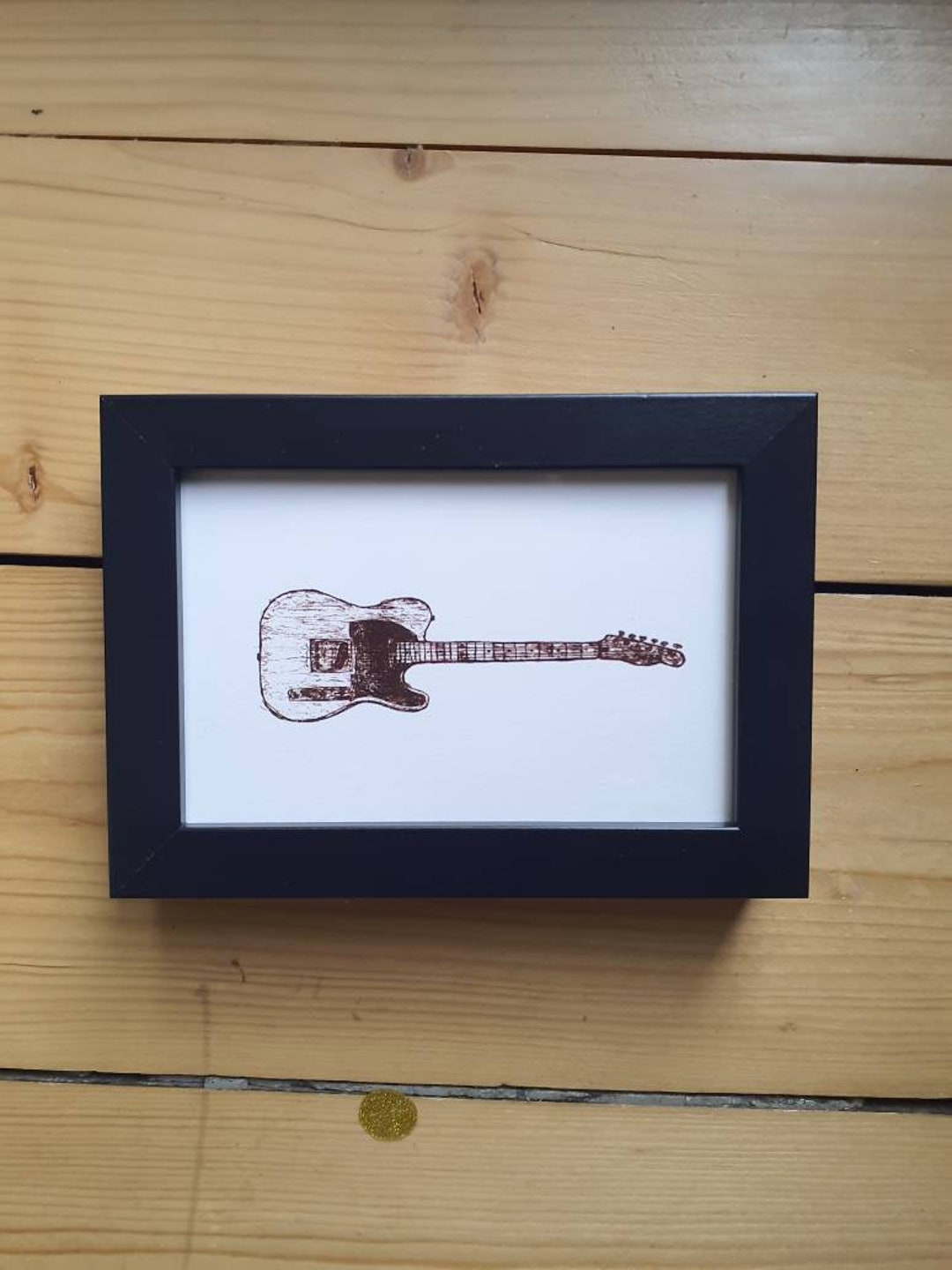 Fender Telecaster Guitar Drawing Black Print With Frame 10 X 15 Cm - Etsy