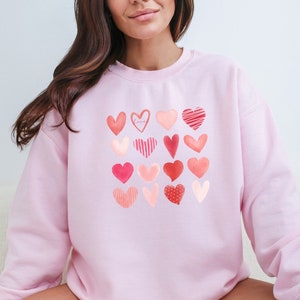 Watercolor Love Heart Valentines Day Sweater, Valentines Day Sweatshirt, Heart Shirt, Valentine ...