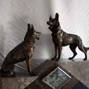 Hughe Marble Art Deco Table Clock 2 German Sheperds 1920 - Etsy