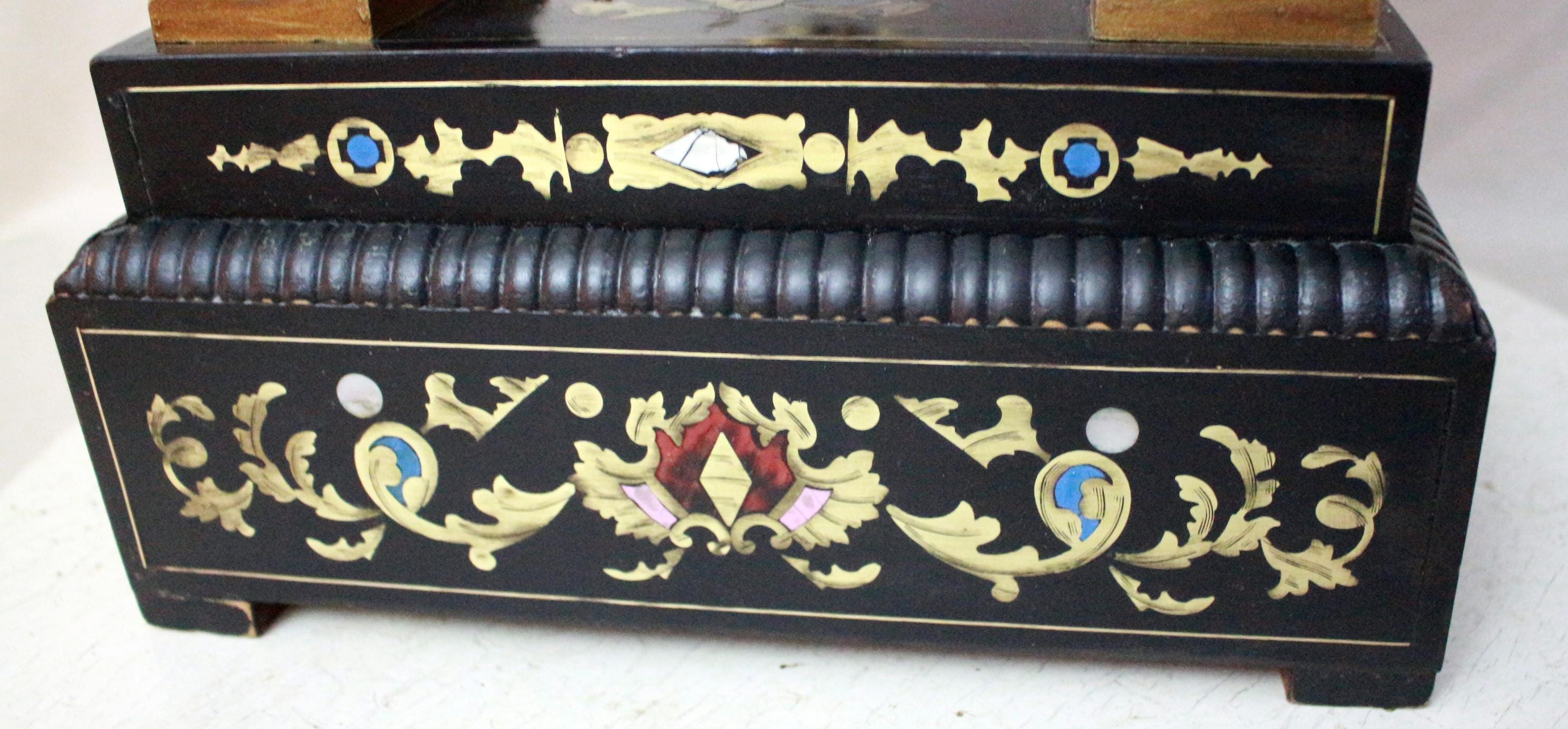 ANTIQUE Colorful Inlaid Marquerty French Table Clock 1885 Empire - Etsy