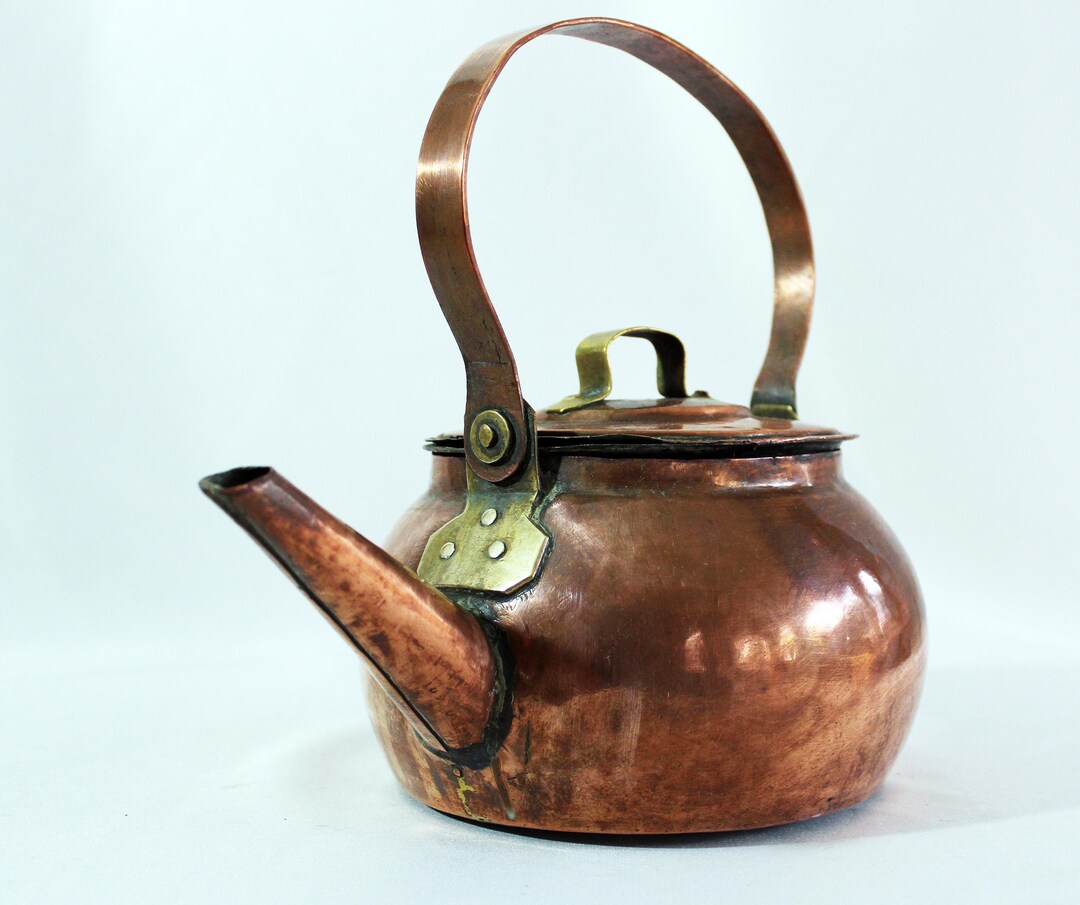 Antique 1850 Copper Brass Handle Tea / Water Kettle Pot Kitchen - Etsy