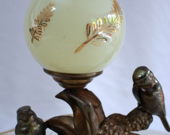 Art Deco French Table / Bedside Lamp Antique Marble, Signed Limousine ...