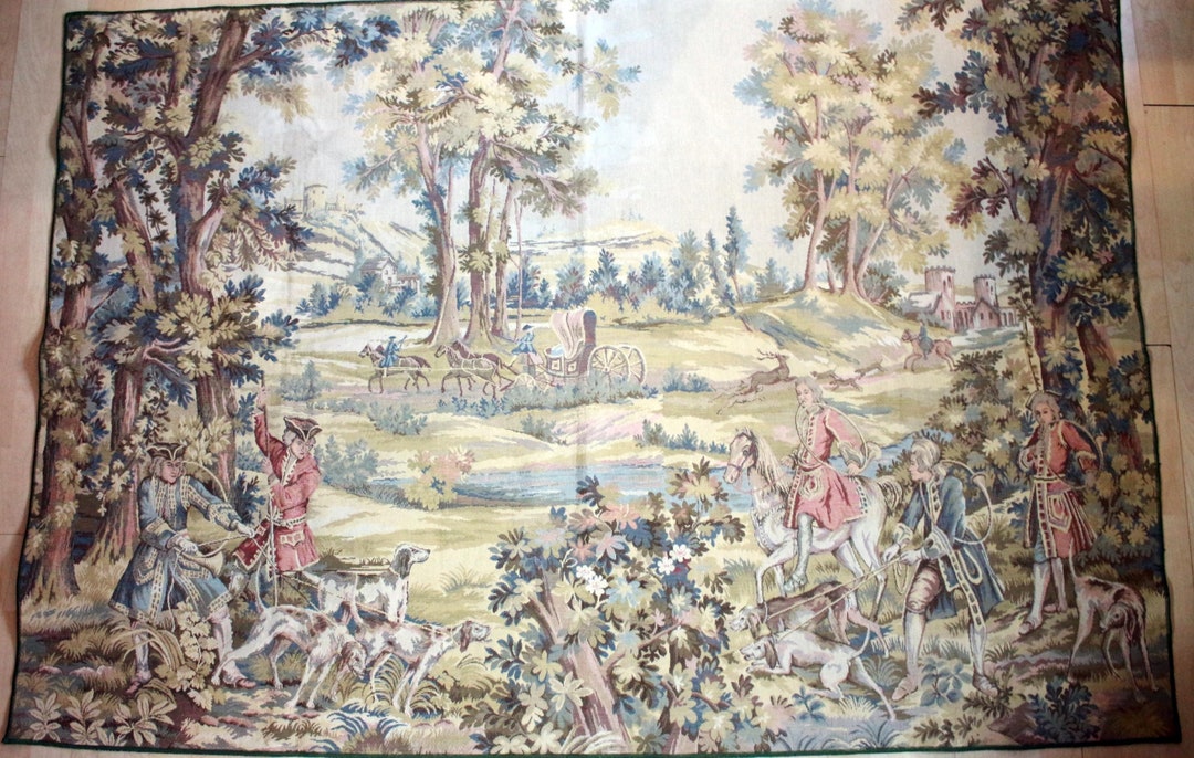 Vintage Tapestry Wall Hanging Hunting Scene French - Etsy