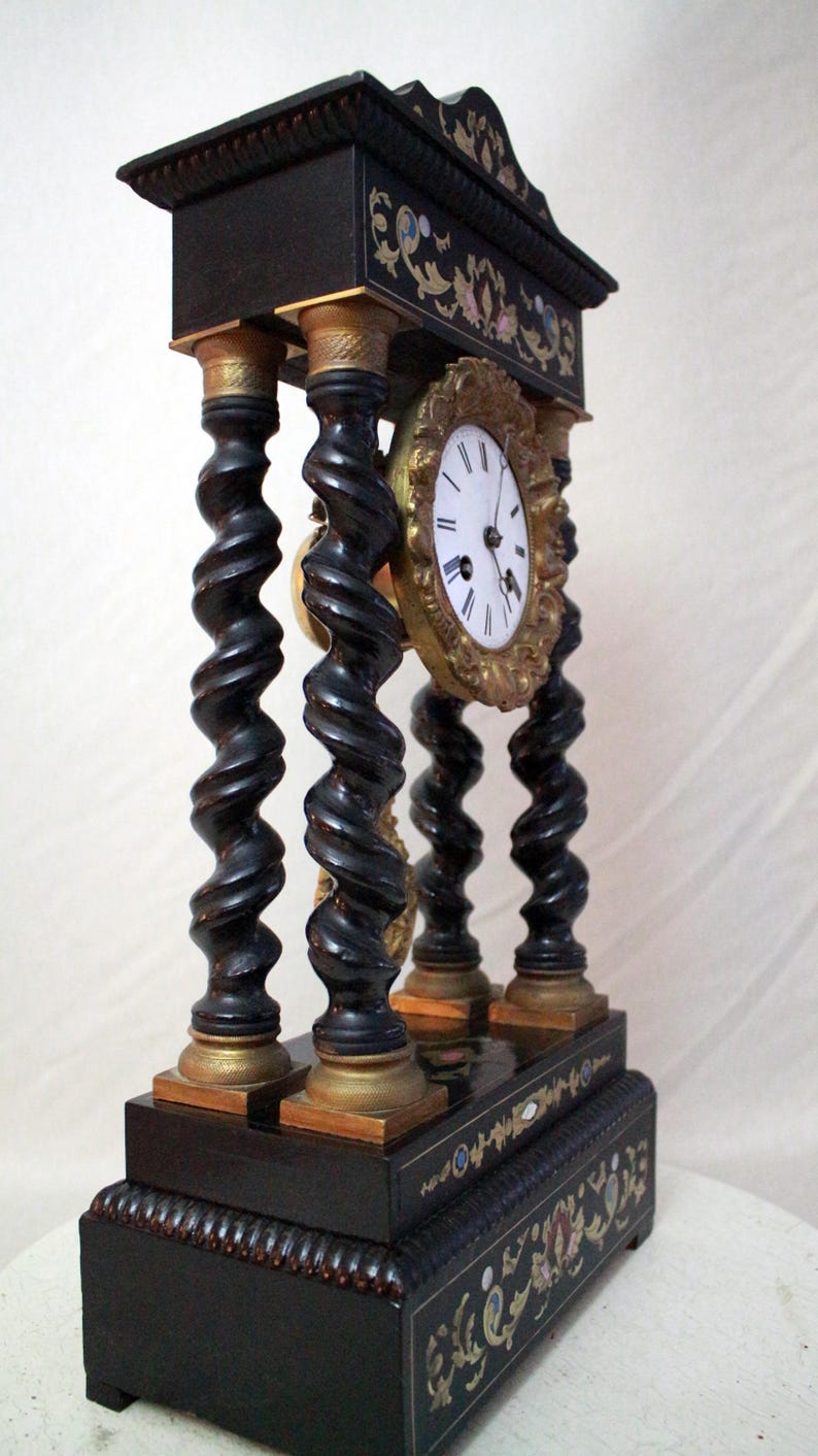 ANTIQUE Colorful Inlaid Marquerty French Table Clock 1885 Empire - Etsy