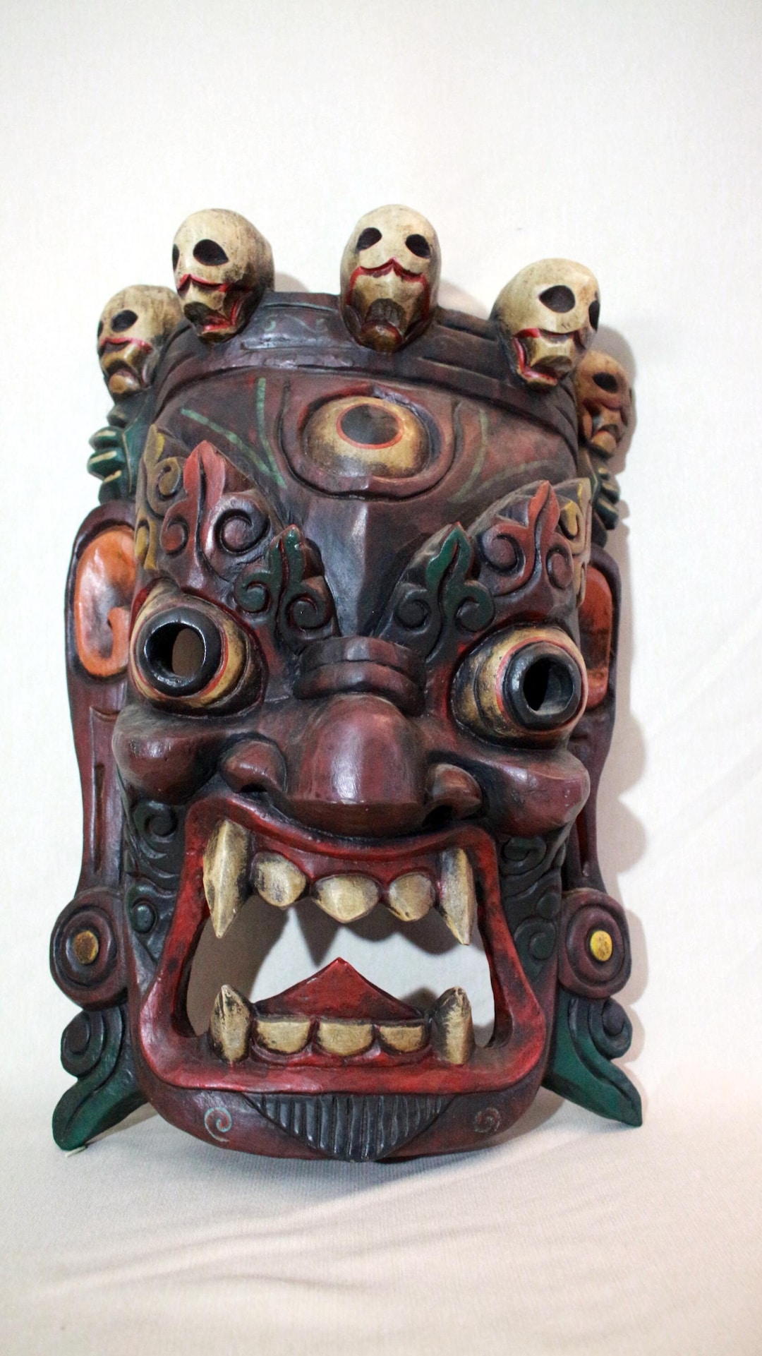 Tibetan Yama Death Mask, Wood, Tibet Vintage - Etsy