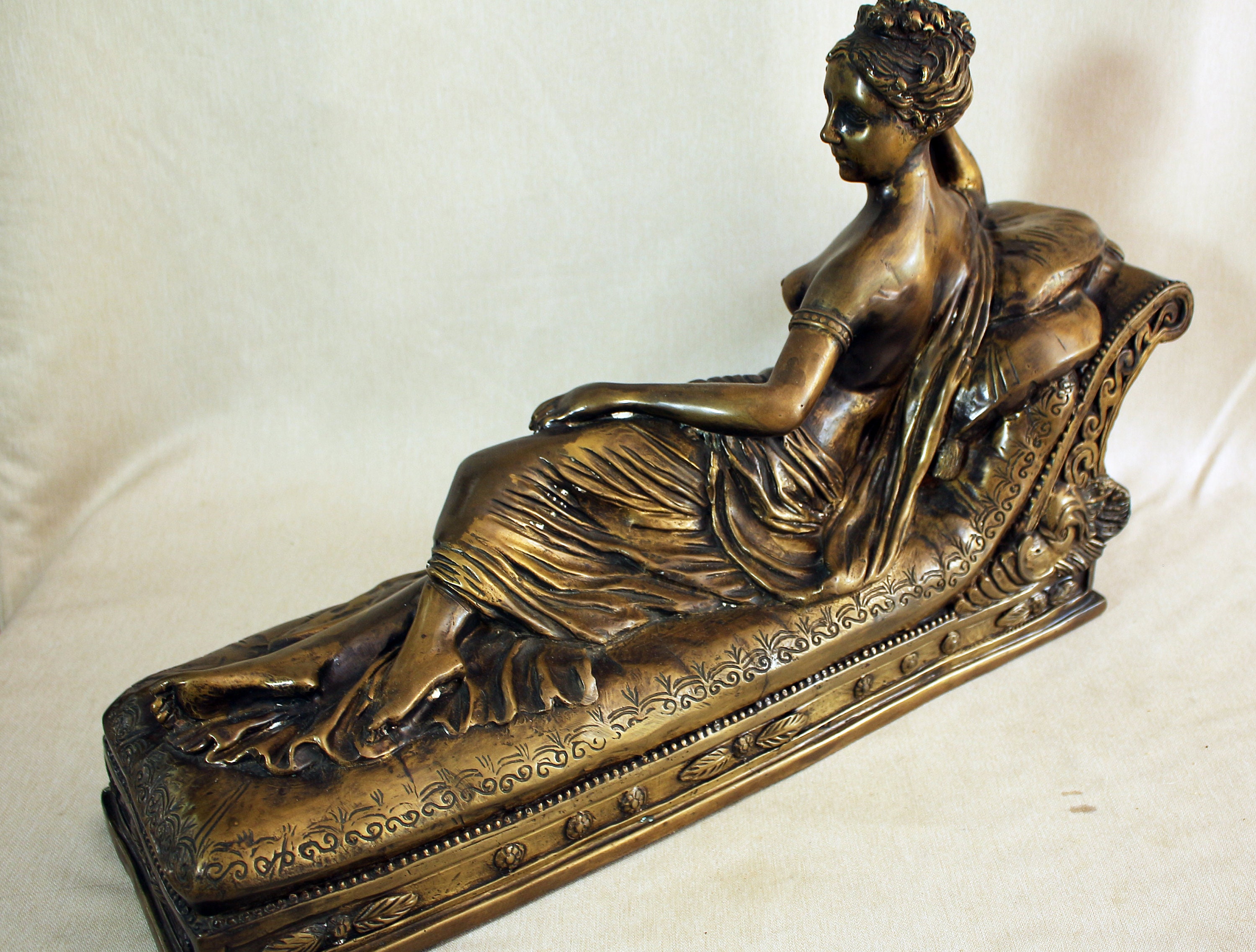Bronze Sculpture Bronze Lady Lying on Sofa - Etsy