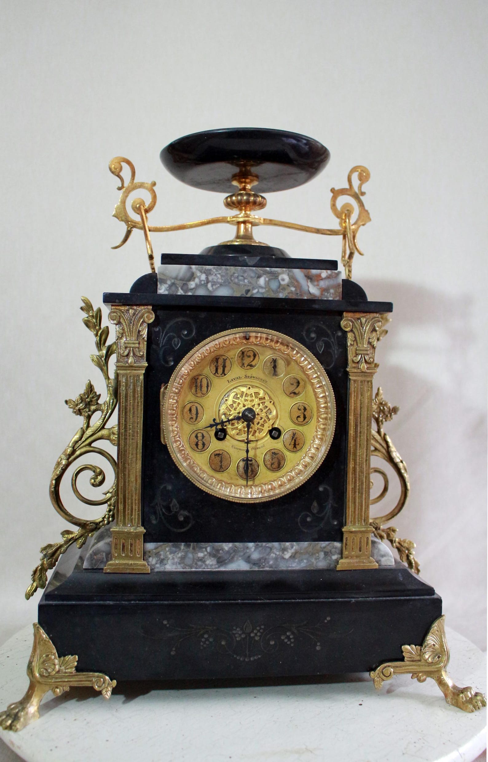 Hughe Antique Two Colored Heavy Marble French Clock 1880 Empire - Etsy