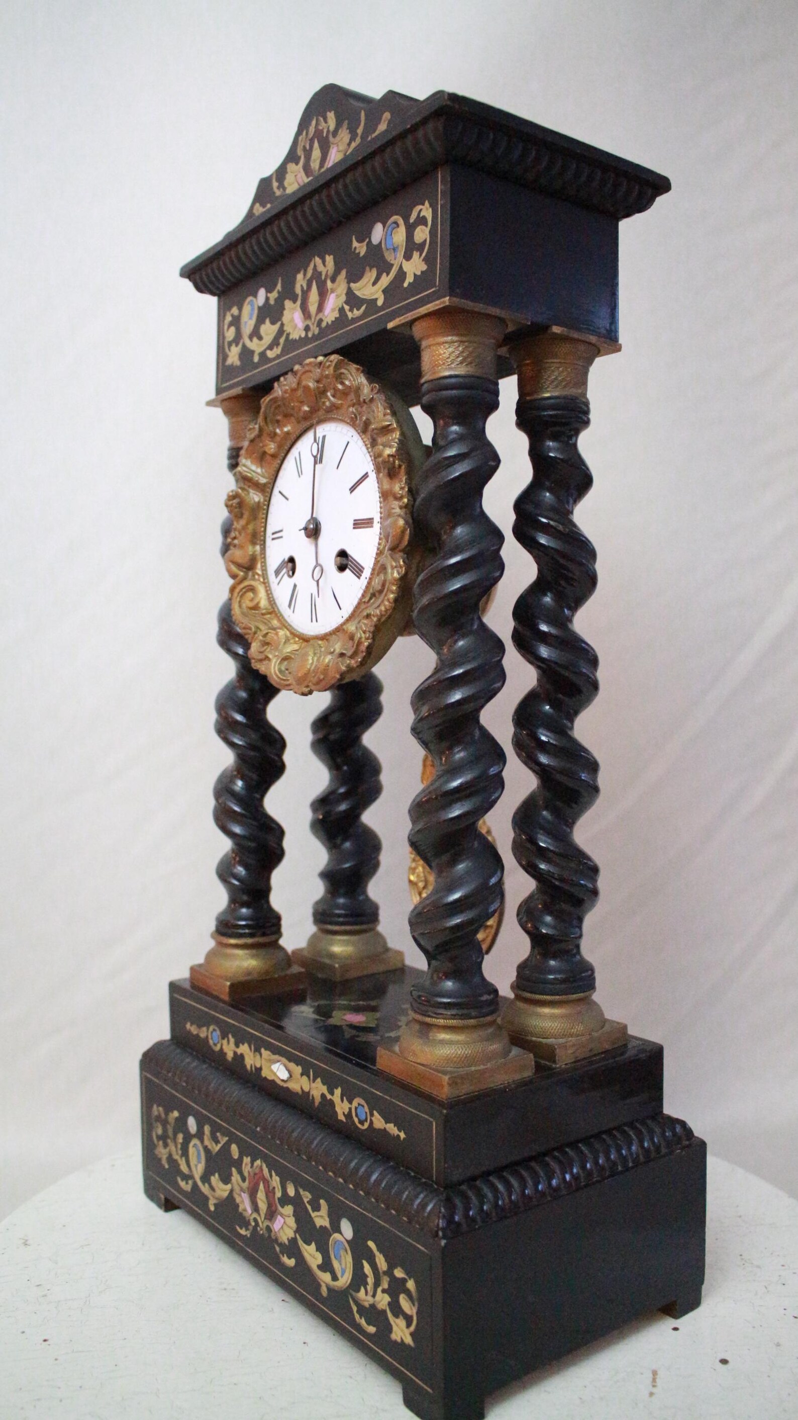 ANTIQUE Colorful Inlaid Marquerty French Table Clock 1885 Empire - Etsy