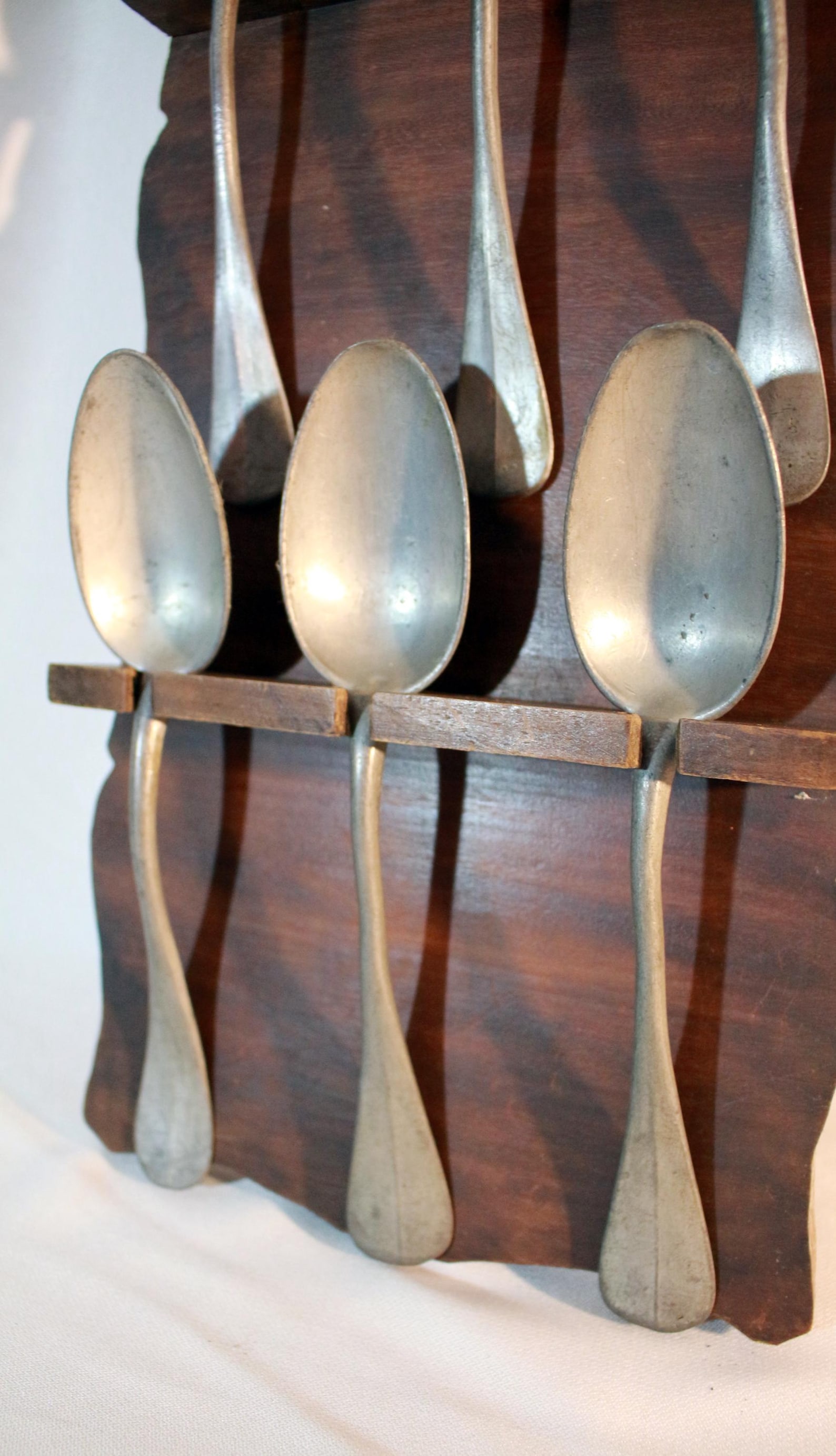 6 Antique 19th Century Pewter Spoons Dutch on a Wooden Rack - Etsy