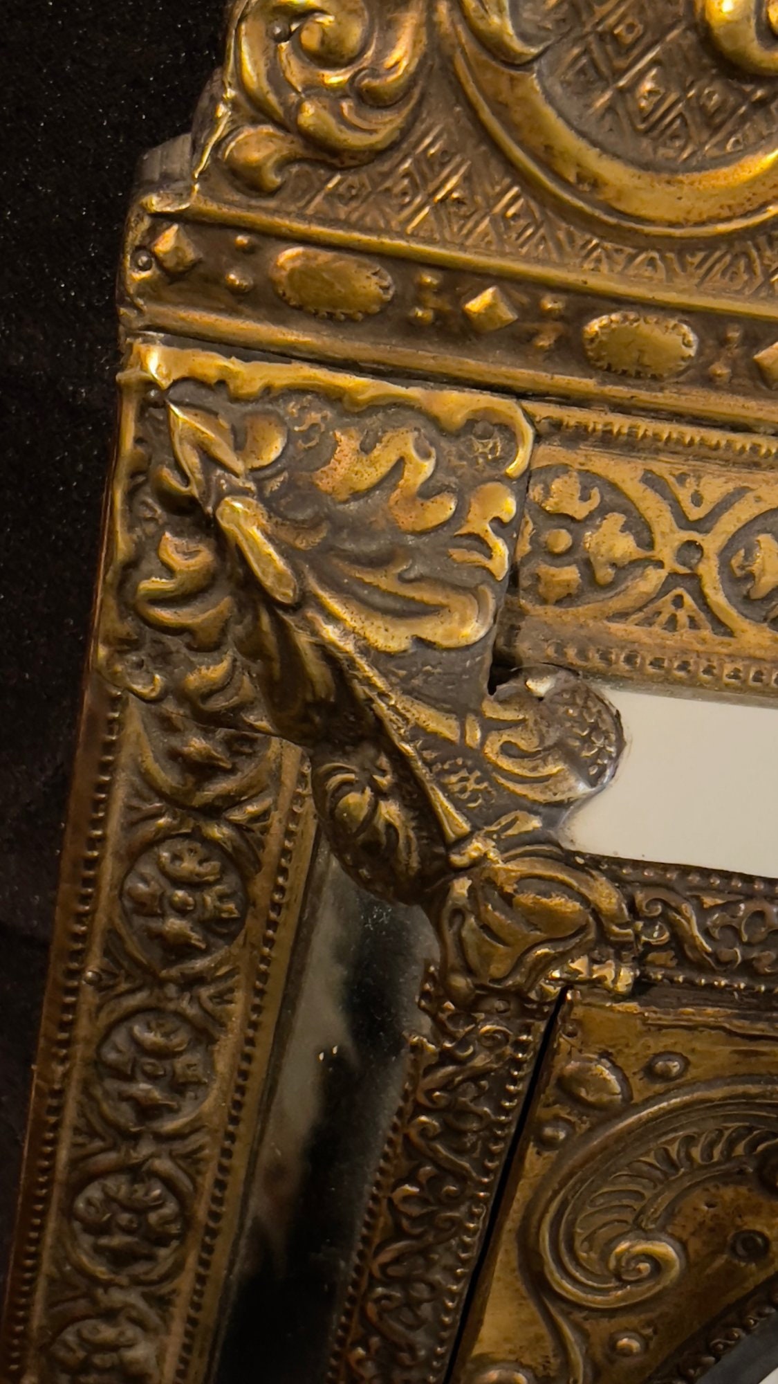 Antique DUTCH Repousse Brass Entrance Hall Mirror Cabinet With Clothes ...