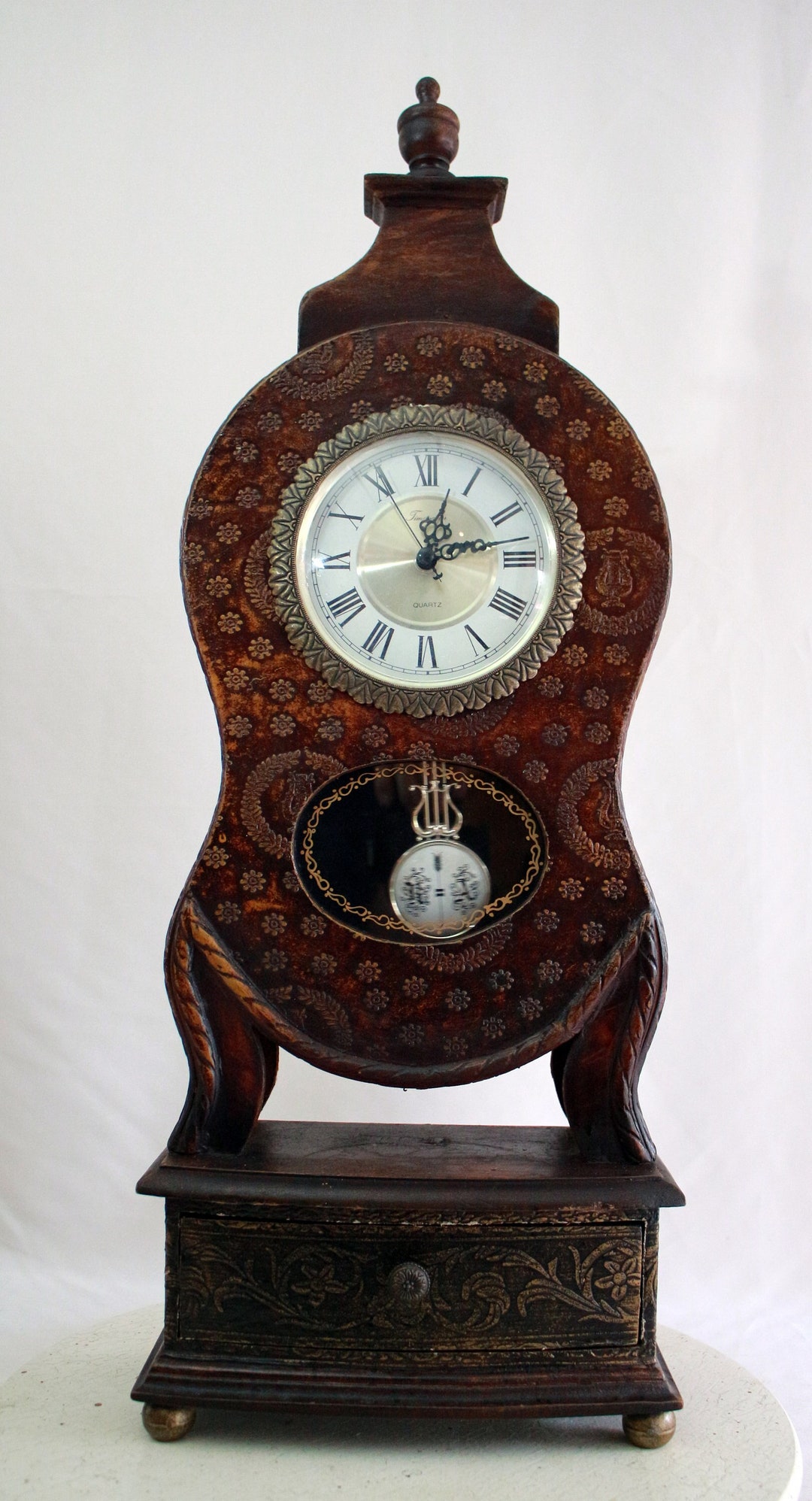 Hughe Vintage Table Clock Boulle Design 1960 BATTERY Driven - Etsy