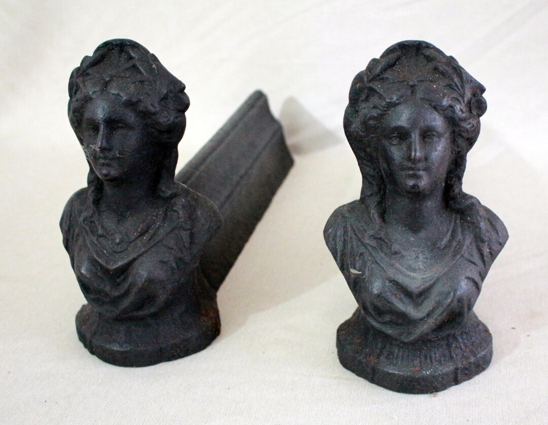 Fireplace Tools Antique Fire Dogs Andirons Solid Cast Iron France - Etsy