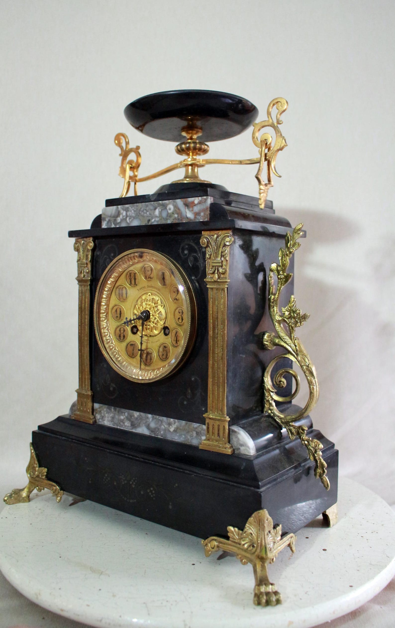 Hughe Antique Two Colored Heavy Marble French Clock 1880 Empire - Etsy