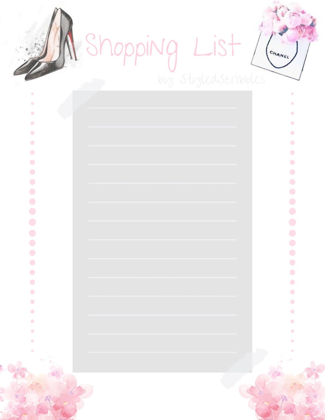 Fashion Shopping List printable - Etsy
