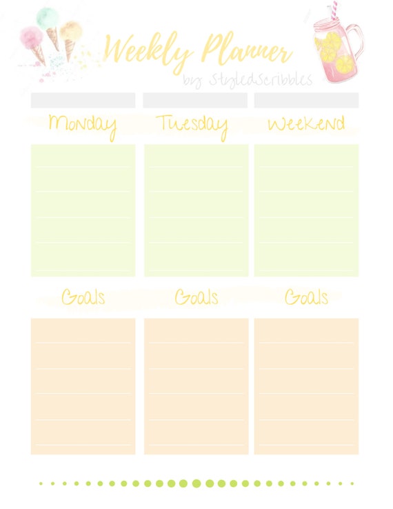 Summer Weekly Planner printable - Etsy