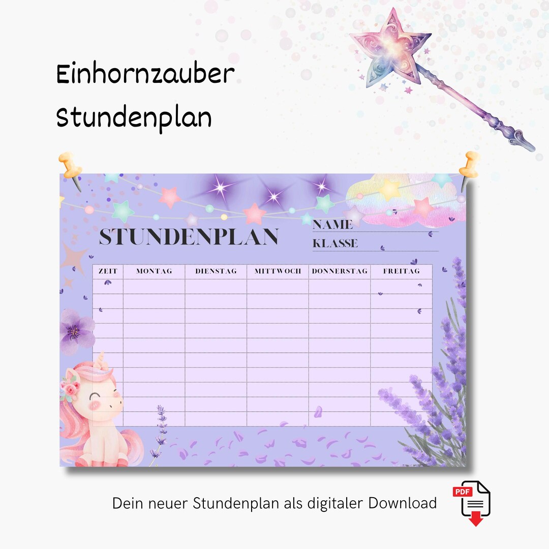 UNICORN Timetable | Children's Timetable | Unicorn Magic | School ...