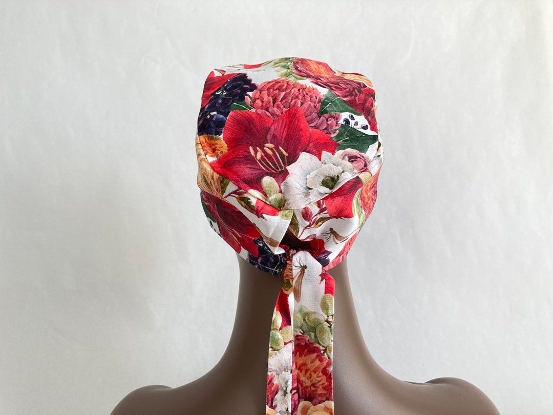 Medical Cap, Washable, 100% Cotton, Surgical Cap, Nurse Bonnet Cap, Tie ...