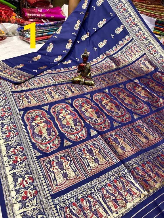 Traditional Baluchari Swarnachari Sarees Multicoloured Semi - Etsy