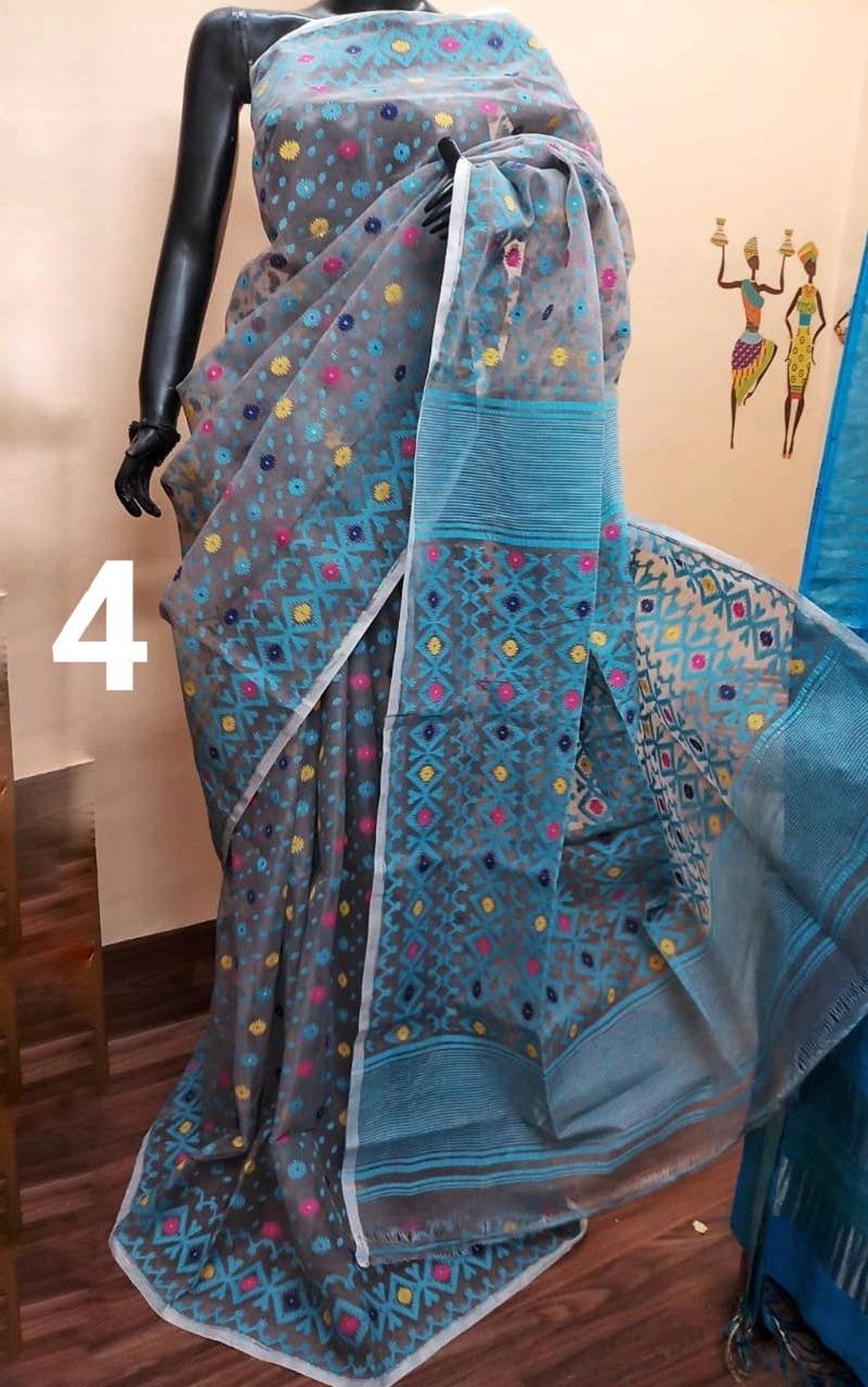 Traditional Dhakai Jamdani Sarees For Women Handloom Soft | Etsy
