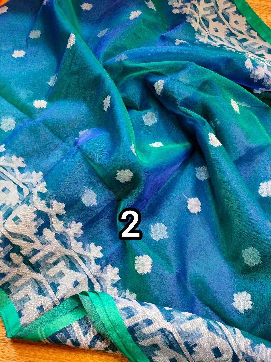 Handloom Marked Pure Muslin Jamdani Saree With Blouse Piece / Soft Duel ...