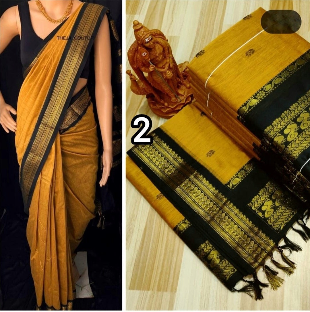 Traditional Gadwal Saree With Blouse Piece / Handloom Cotton Gadwal ...