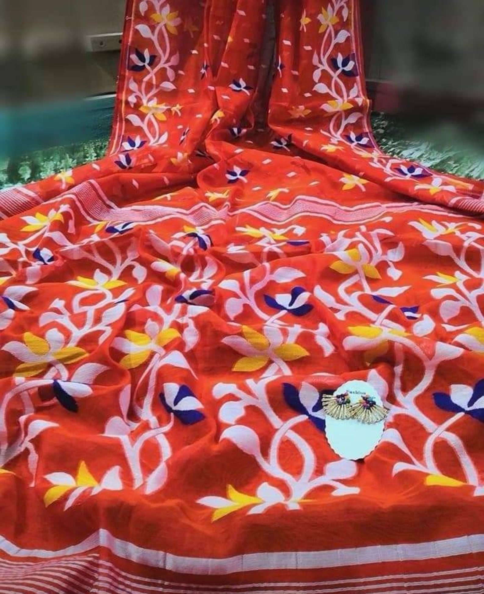 Dhakai Muslin Jamdani Saree Multicoloured Soft Muslin Silk - Etsy