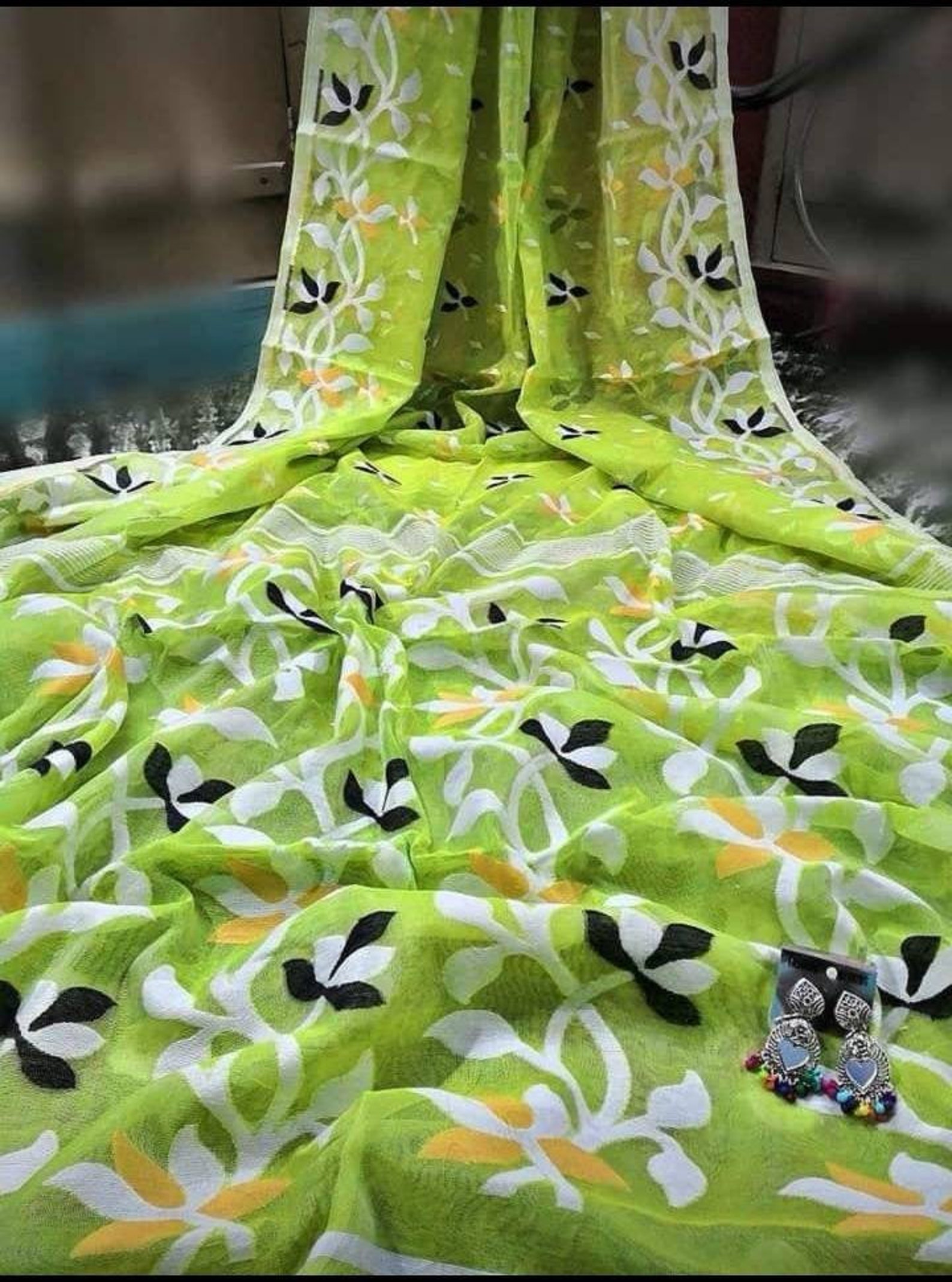 Dhakai Muslin Jamdani Saree Multicoloured Soft Muslin Silk - Etsy