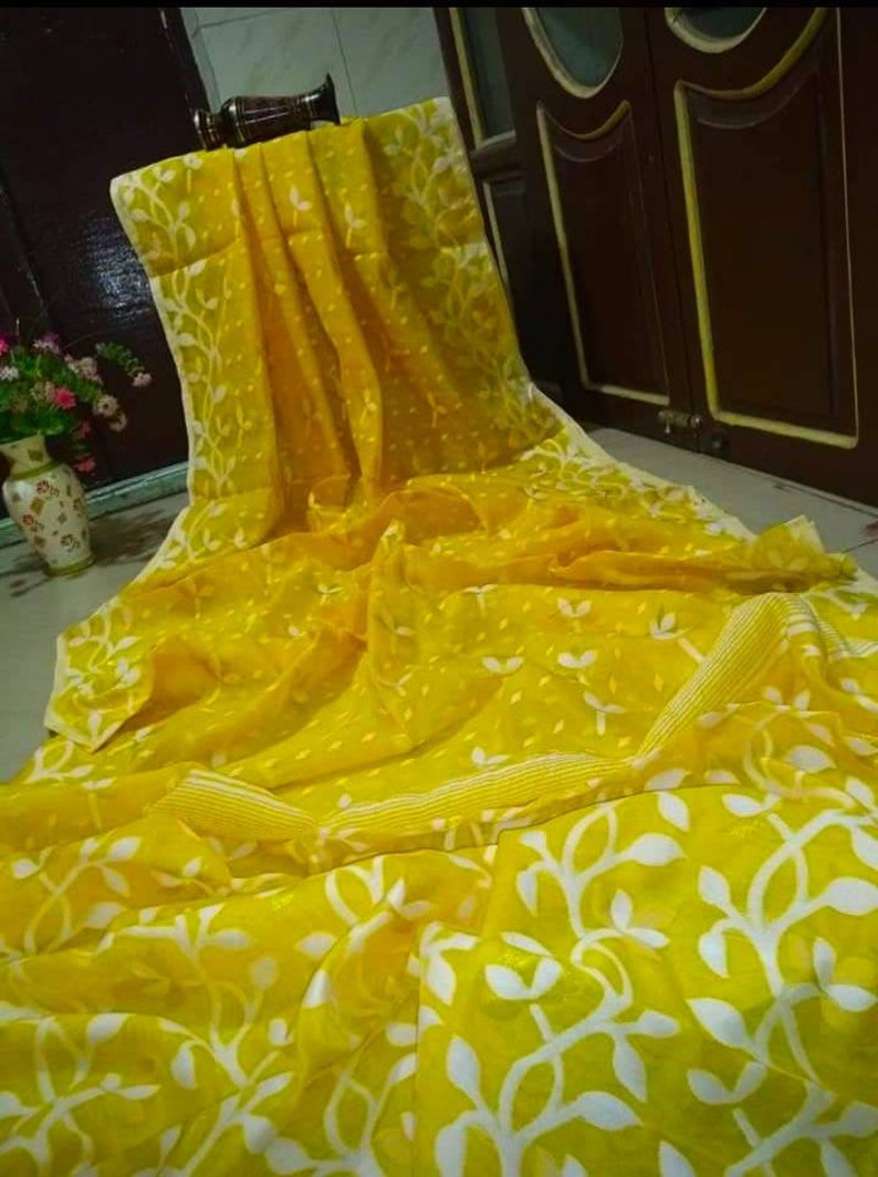 Dhakai Muslin Jamdani Saree Multicoloured Soft Muslin Silk - Etsy