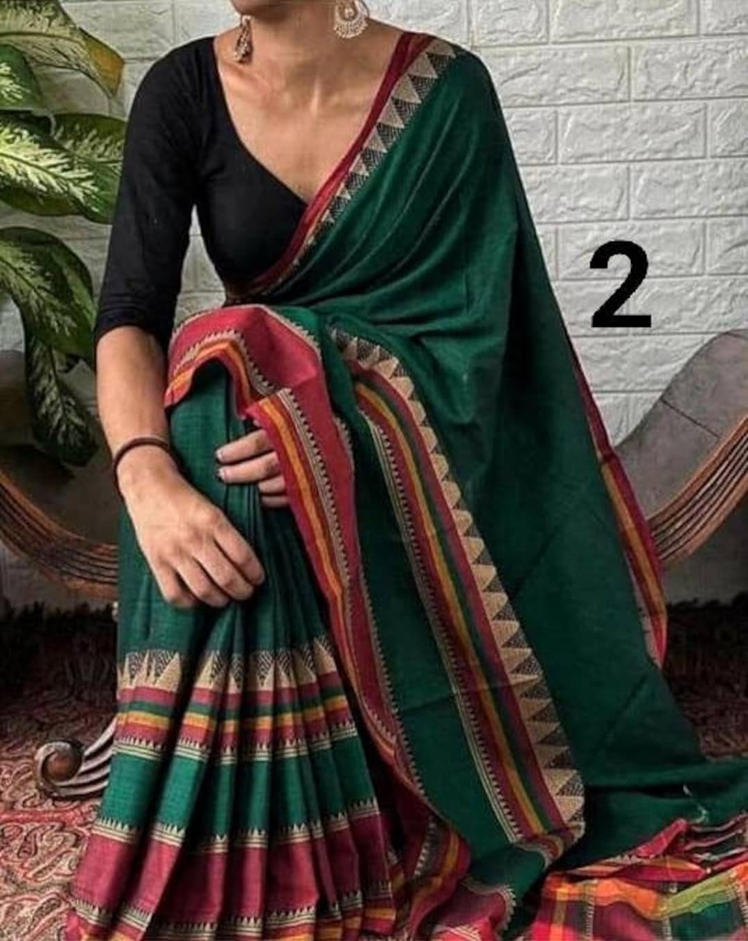 Pure Cotton Narayanpet Saree With Blouse Piece / Handwoven Soft ...