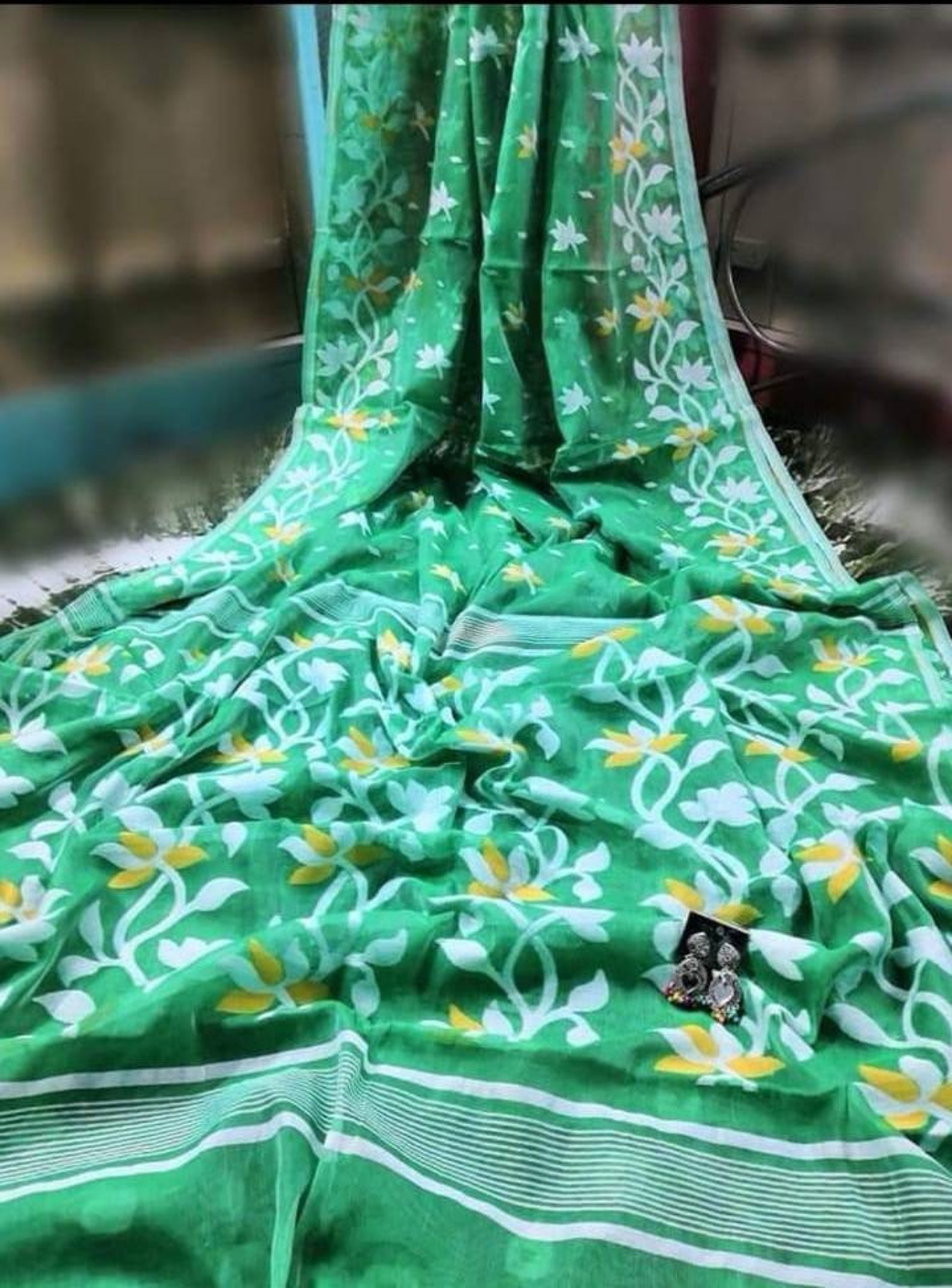 Dhakai Muslin Jamdani Saree Multicoloured Soft Muslin Silk - Etsy