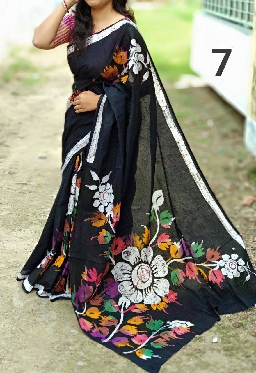 Premium Quality Cotton Malmal Saree With Blouse Piece Soft | Etsy